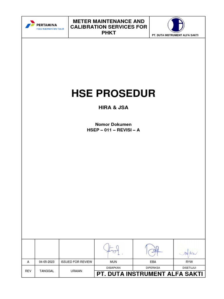 HSEP-0011-Prosedur HIRA Dan JSA1 | PDF