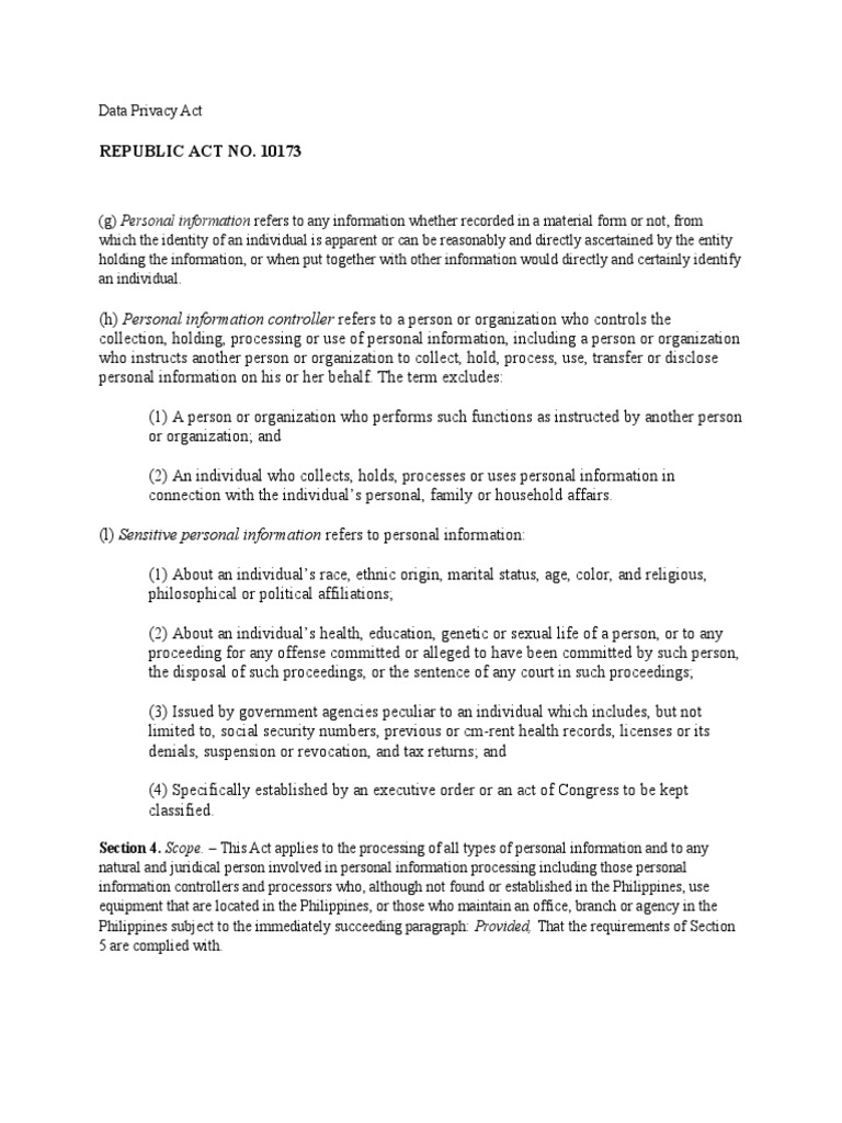 Data Privacy Act | PDF