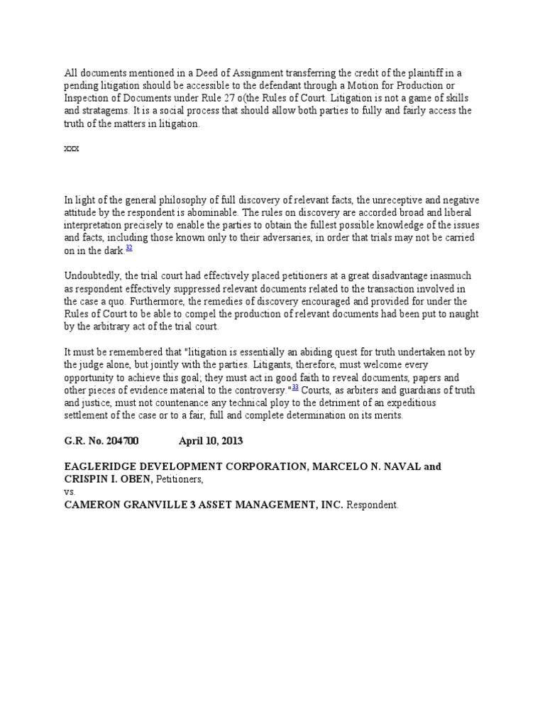 Motion for Document Discovery in Litigation | PDF