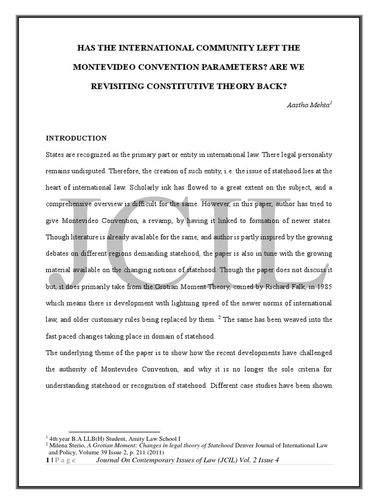Article JCIL International Law Astha Mehta | PDF