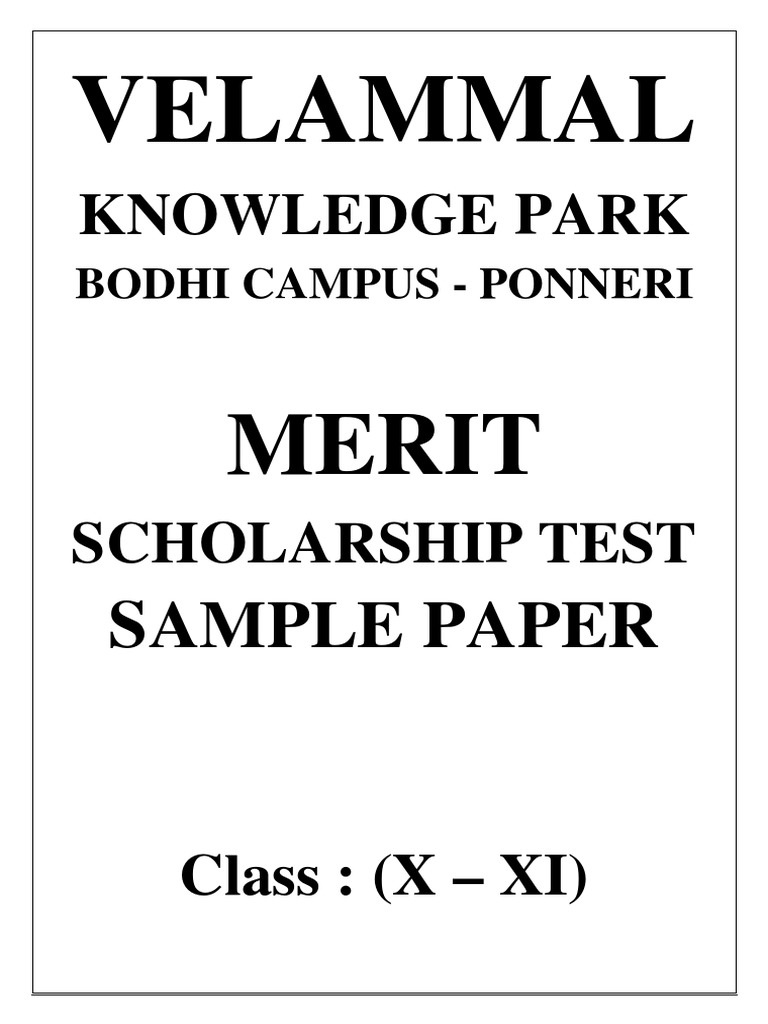 X To XI Sample Paper-2 (Merit Scholarship Test) | PDF