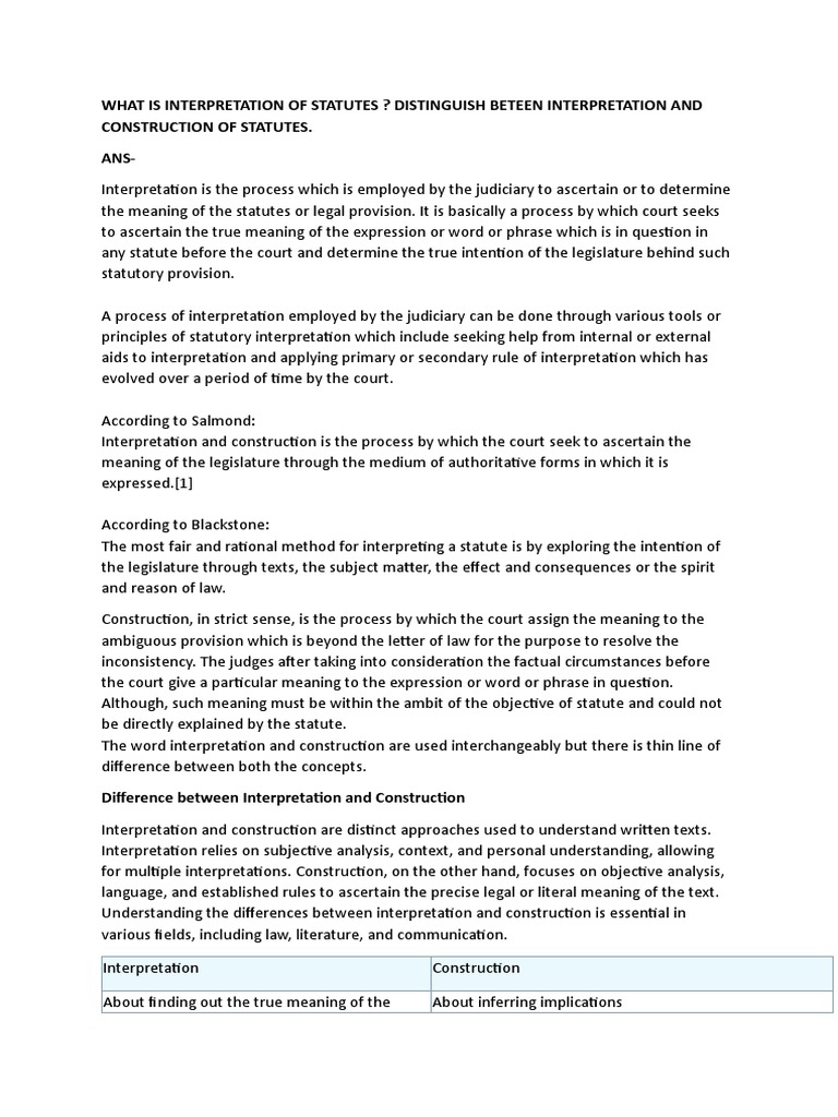 Interpretation of Statutes | PDF | Statutory Interpretation | Legal ...