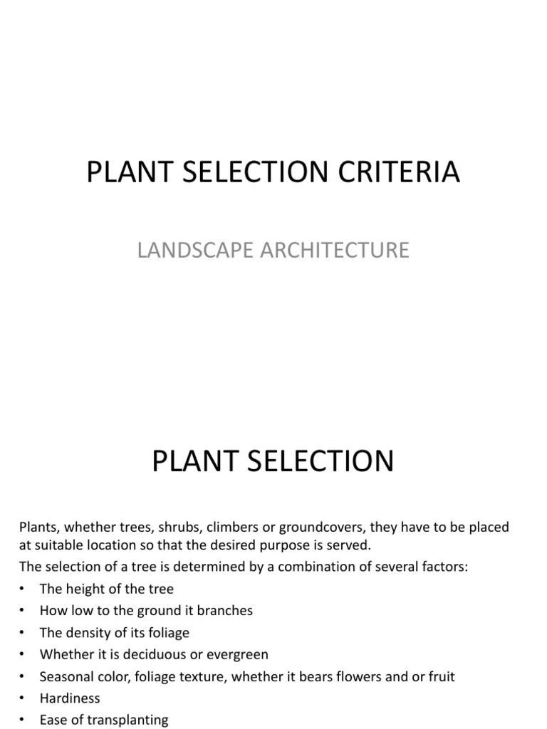 Plant Selection Criteria | PDF | Trees | Humidity