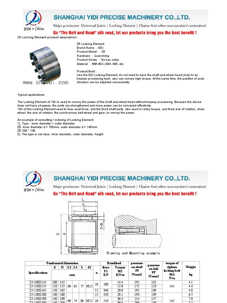Z5 Locking Element Product Description | PDF | Applied And ...