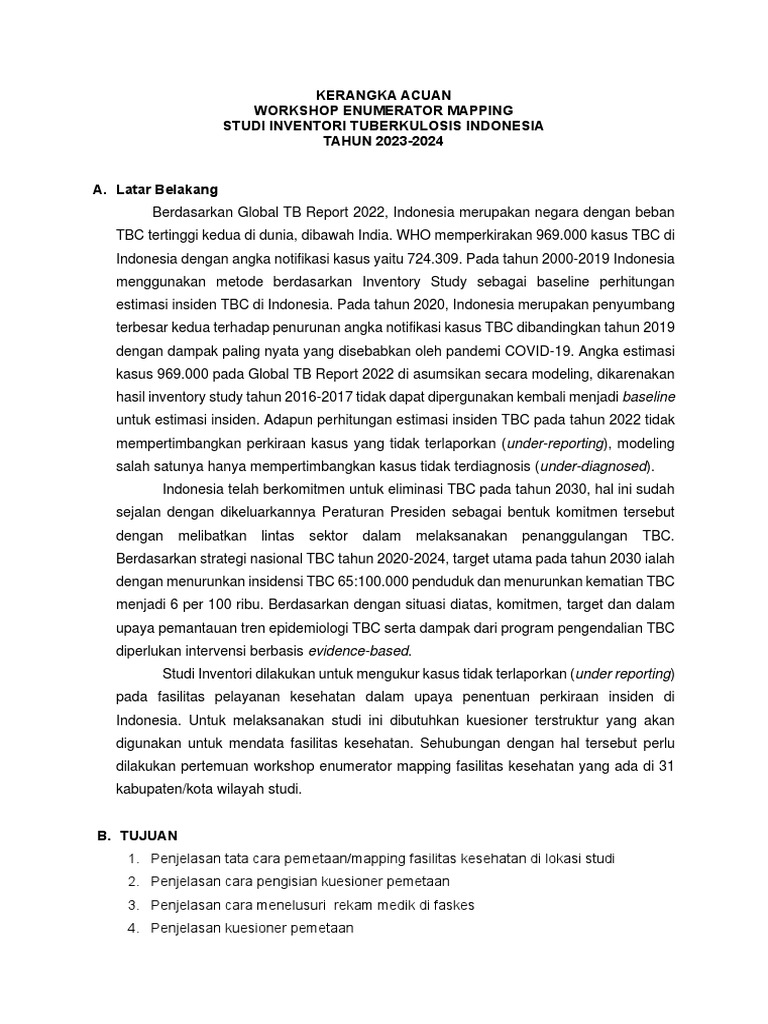TOR - Workshop Enumerator Mapping - 01 Agustus 2023 | PDF