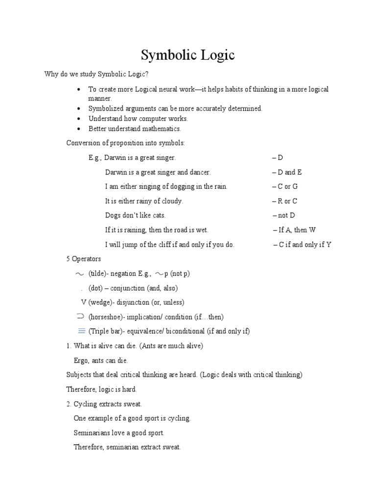 Notes On Symbolic Logic (San Carlos Seminary College) | Download Free ...