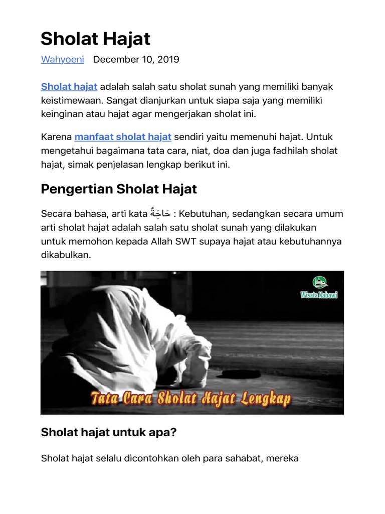 Tata Cara dan Niat Sholat Hajat | PDF