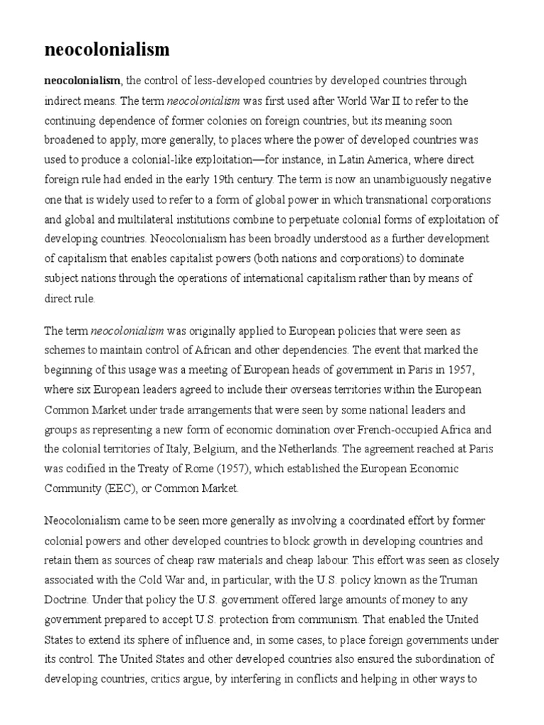 Neocolonialism - Britannica Online Encyclopedia | PDF | European Union ...