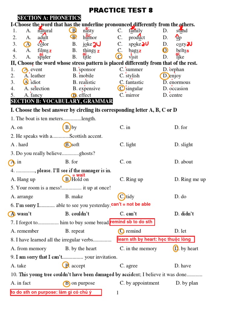 PRACTICE TEST 8.key | PDF | Suburb | Shopping Mall
