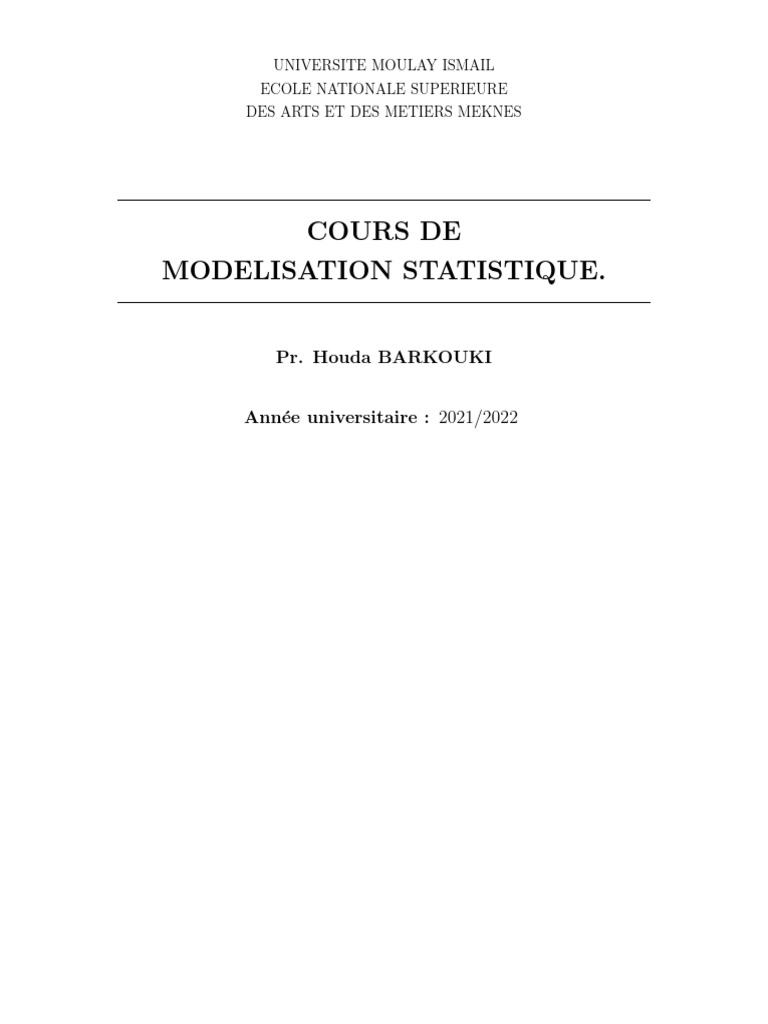 Modélisation Statistique Pdf