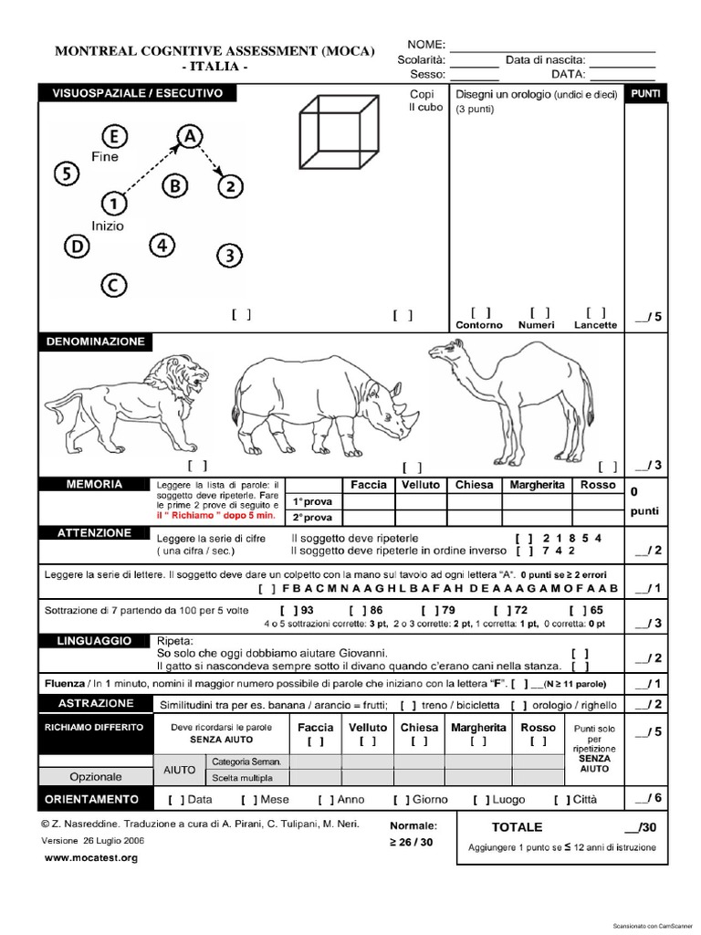 MoCA Test Italian | PDF