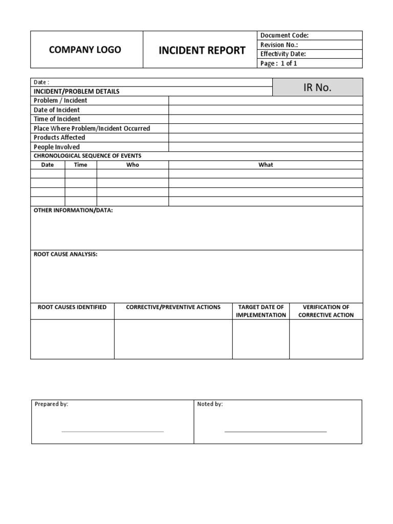 Incident Report - SAMPLE | PDF