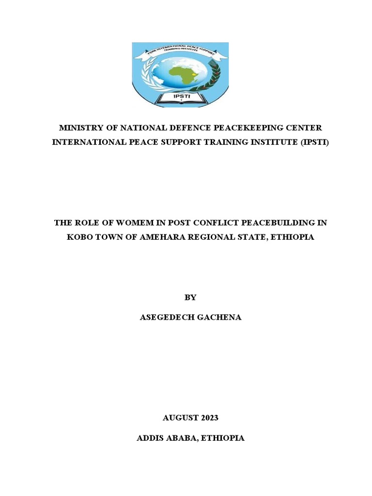 Final Thesis of Asegdech Gachena | PDF | Peacebuilding | Gender