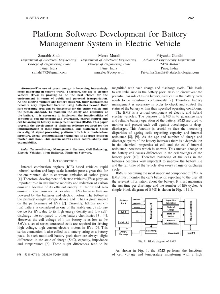 Platform Software Development For Battery Management System in Electric ...