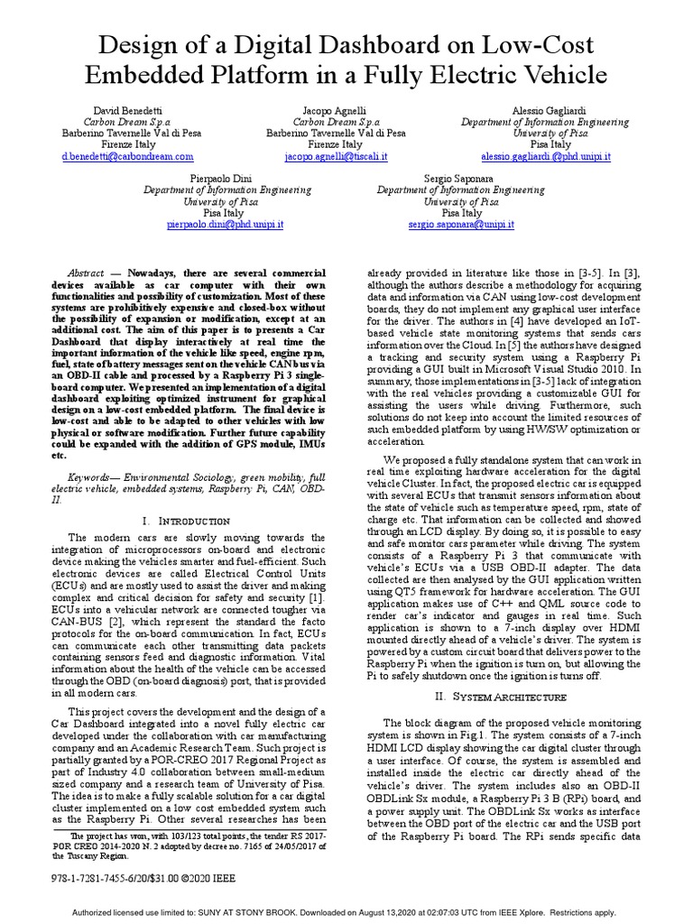 Design of A Digital Dashboard On Low-Cost Embedded Platform in A Fully ...