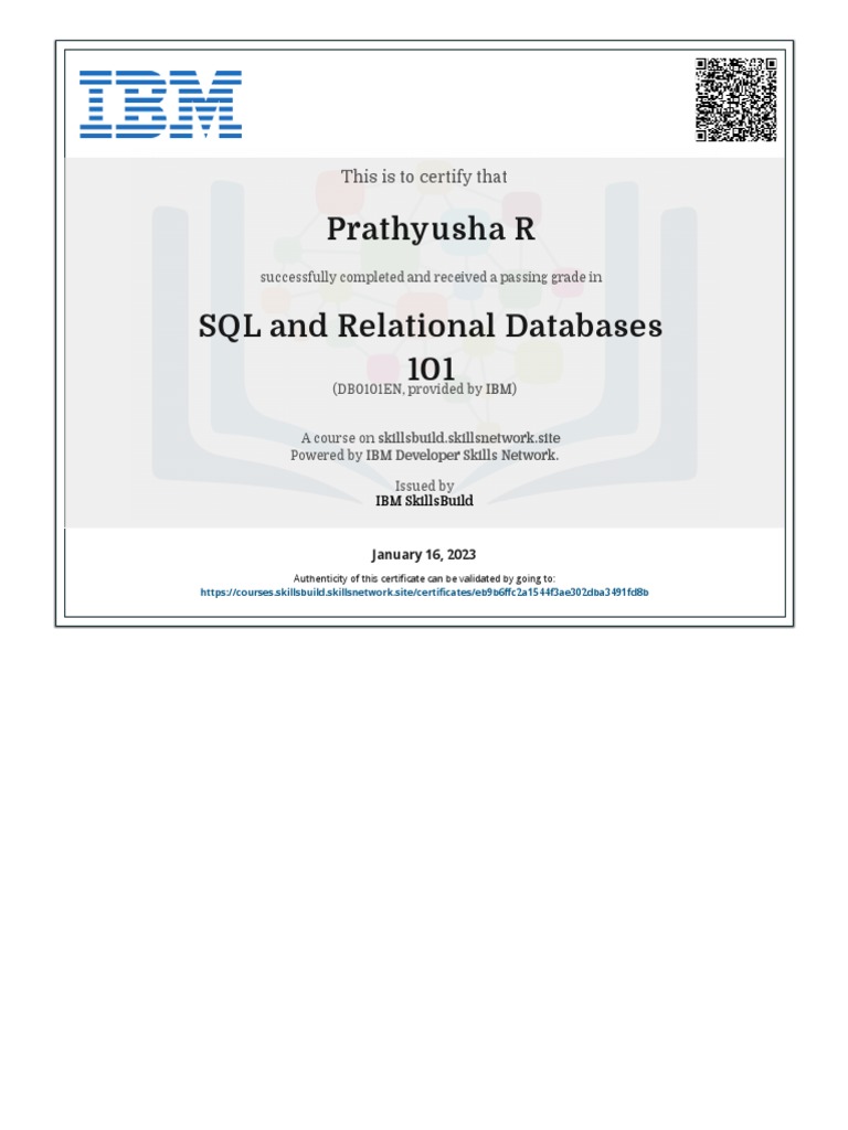 DBMS Certificate | PDF