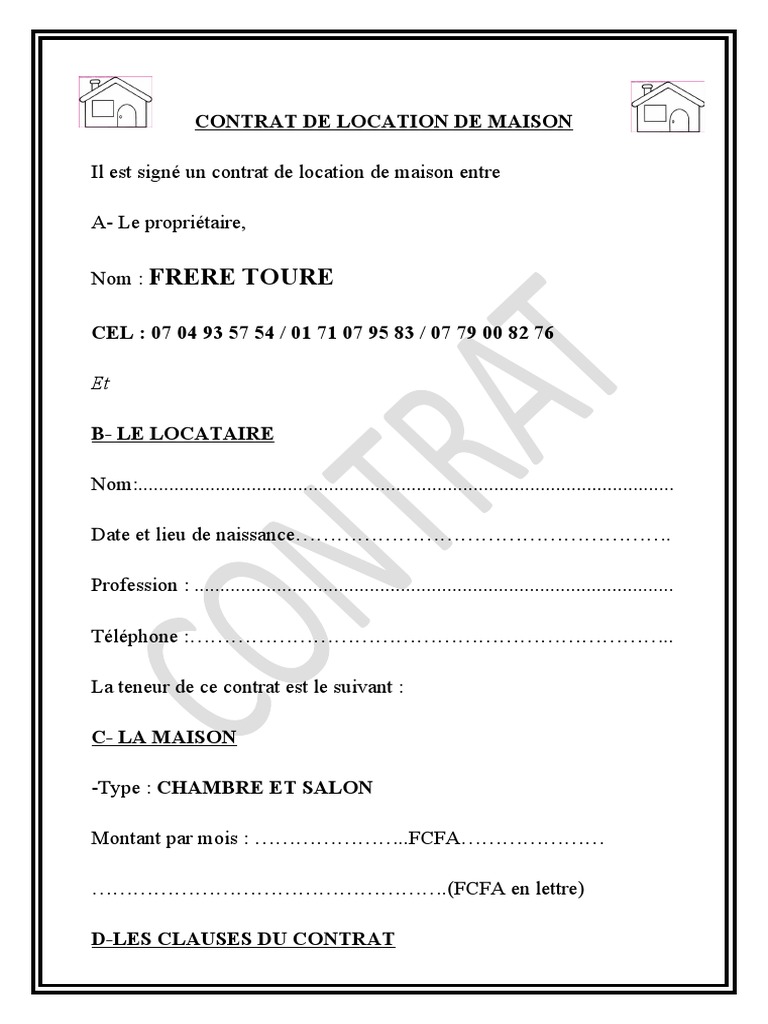 Contrat de Location de Maison Standard | PDF | Maison et jardin