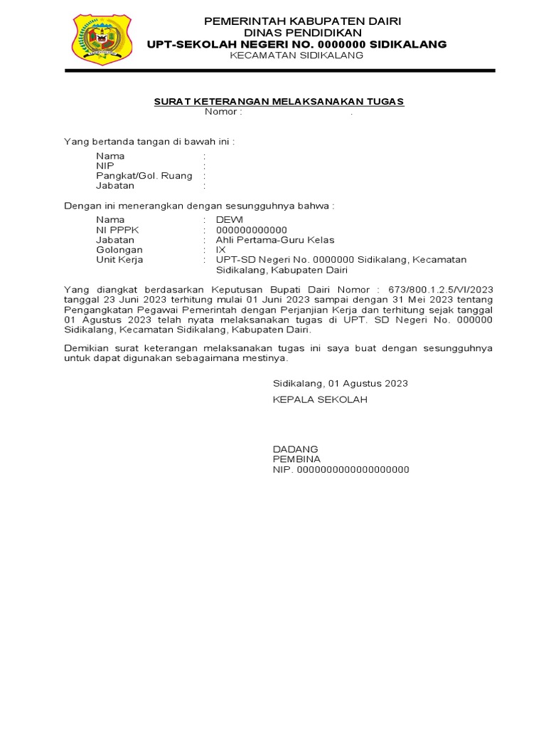 Contoh SKMT PPPK 2023 | PDF