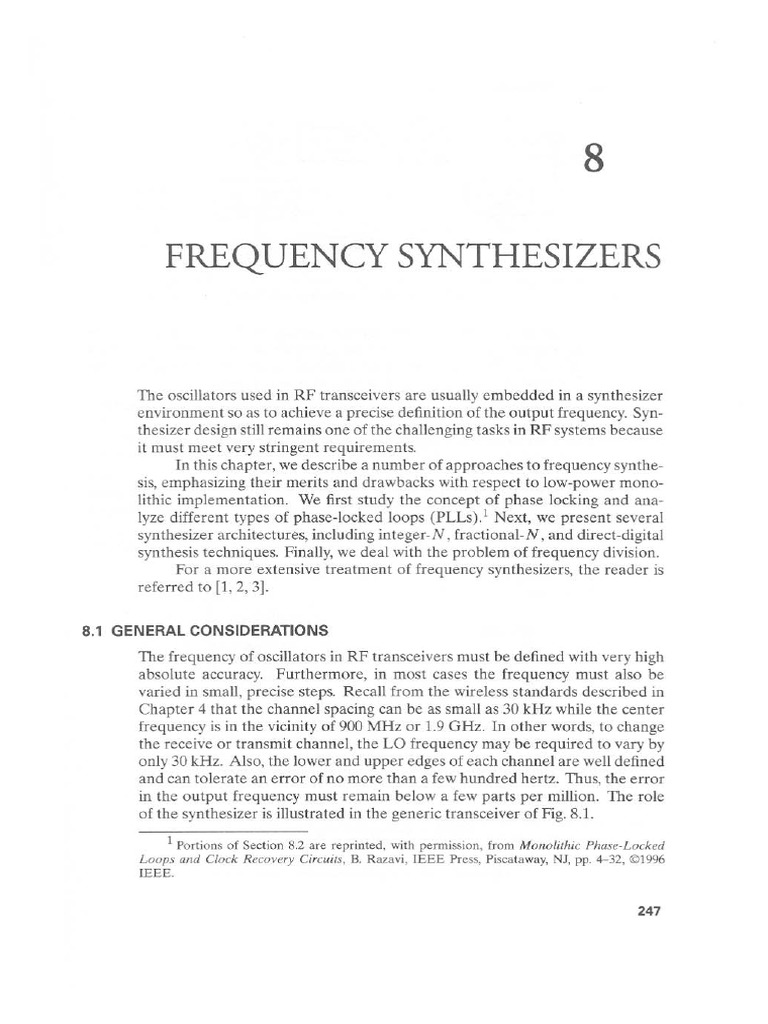 Chapter 8 Frequency Synthesizers Pdf