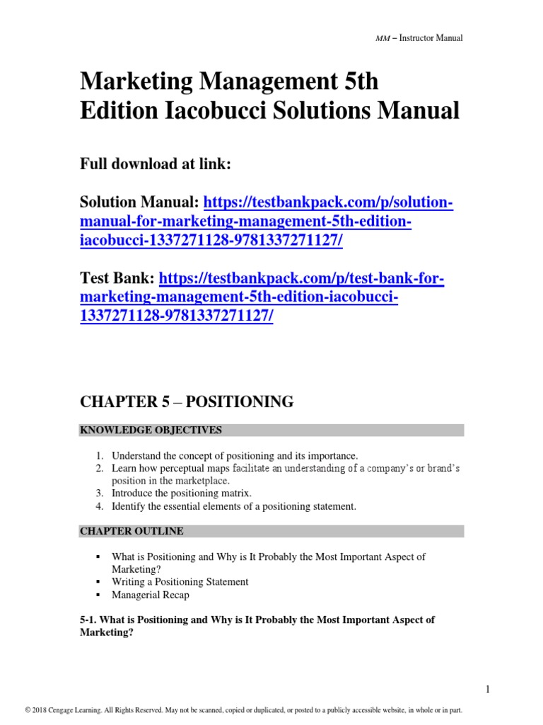 Marketing Management 5th Edition Solutions | PDF | Career & Growth ...