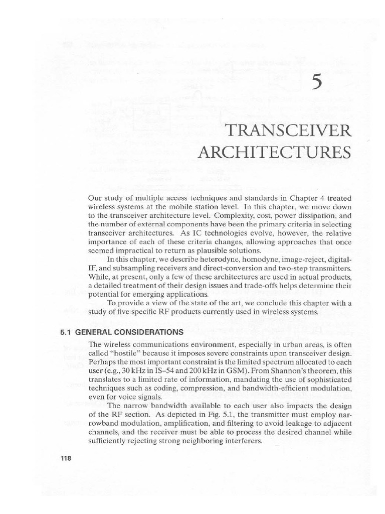 Chapter 5 - Transceiver Architectures | PDF