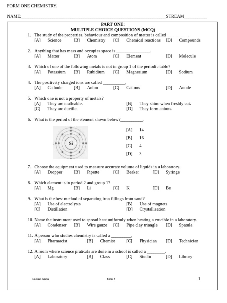 F1 Chemistry Revision | PDF