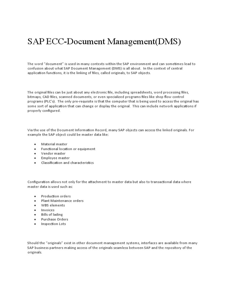Sap DMS | PDF | Computer File | Databases