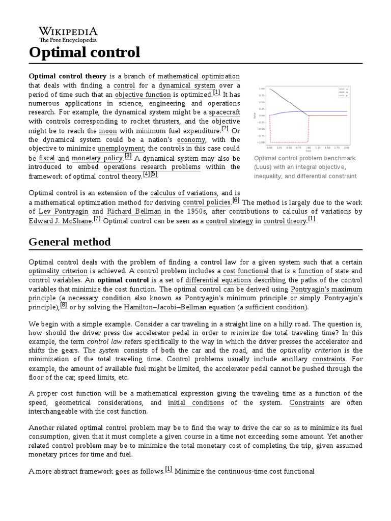 15++ Control Óptimo | PDF | Optimal Control | Applied Mathematics