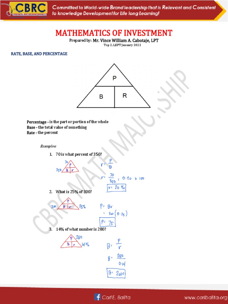 SOLN - Mathematics of Investment - Handout | PDF