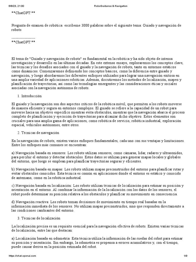 Guiado y Navegación de Robots | PDF