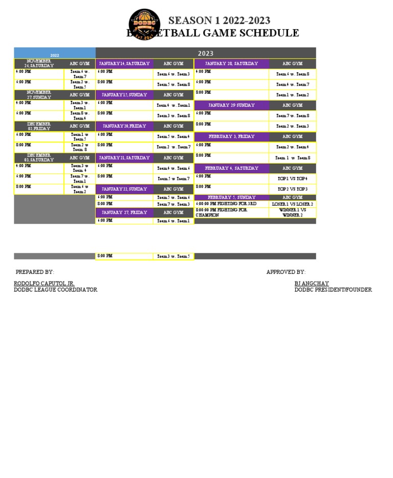 Season 1 Game Schedule 2021 | PDF