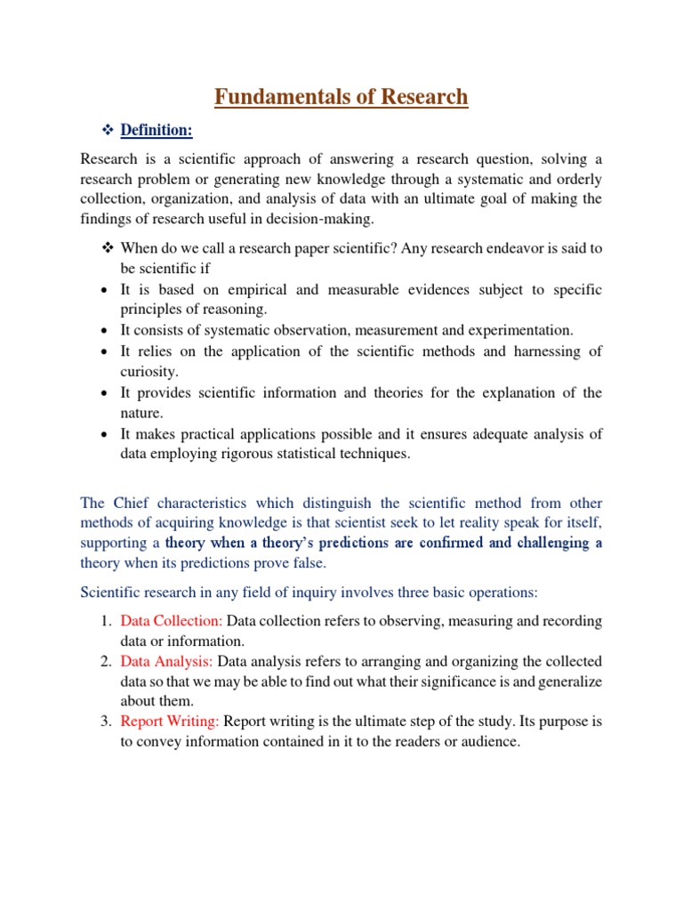 Fundamentals of Scientific Research | PDF | Methodology | Quantitative Research