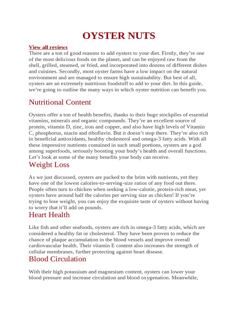 Oyster Nuts | PDF | Oyster | Fat