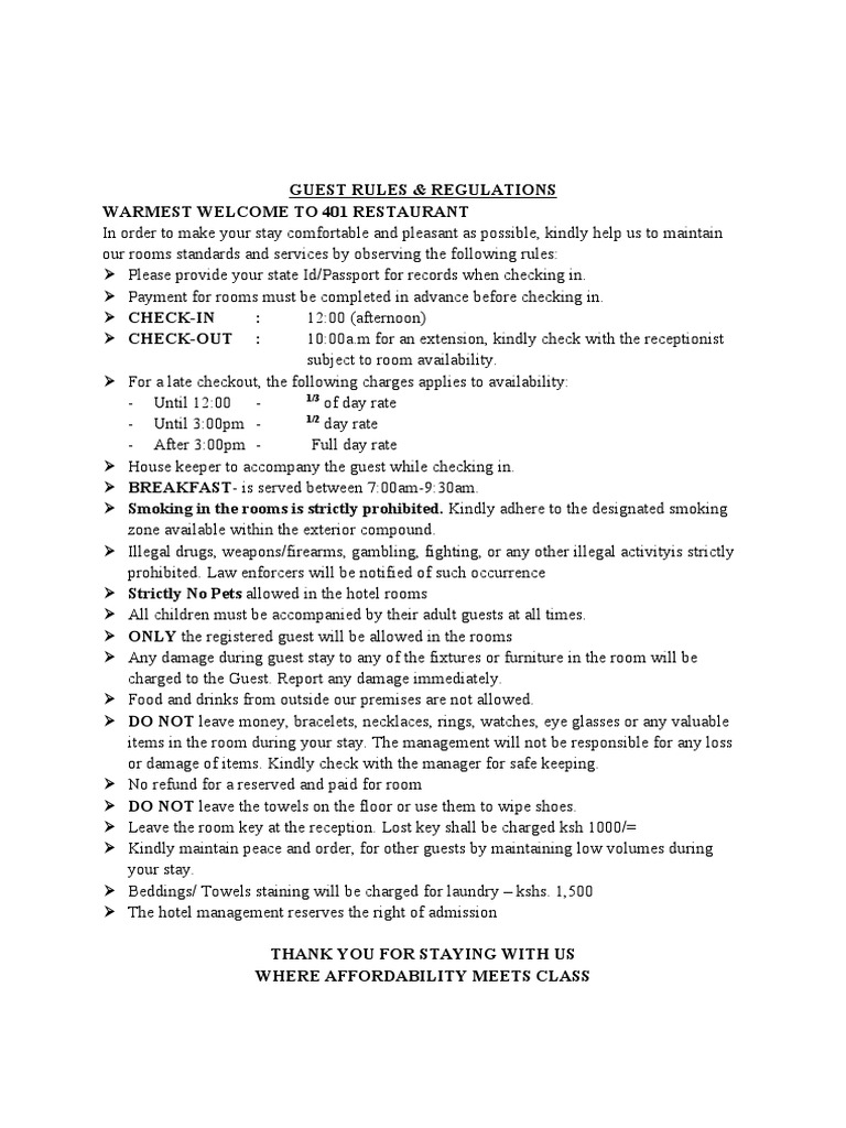 Guest Rules | PDF