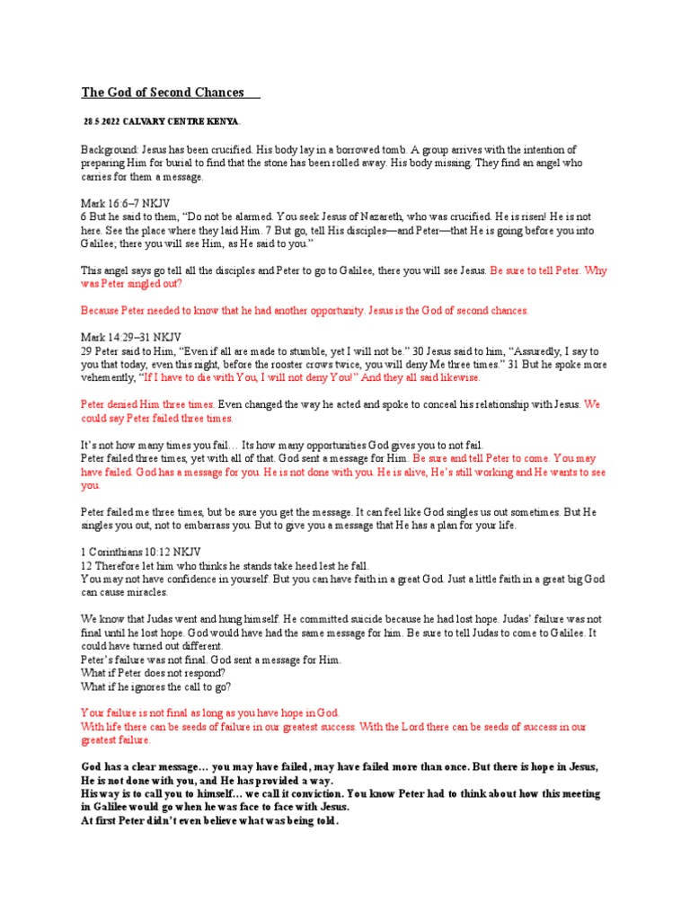 Peter..The God of Second Chances. | PDF | Jesus | Forgiveness