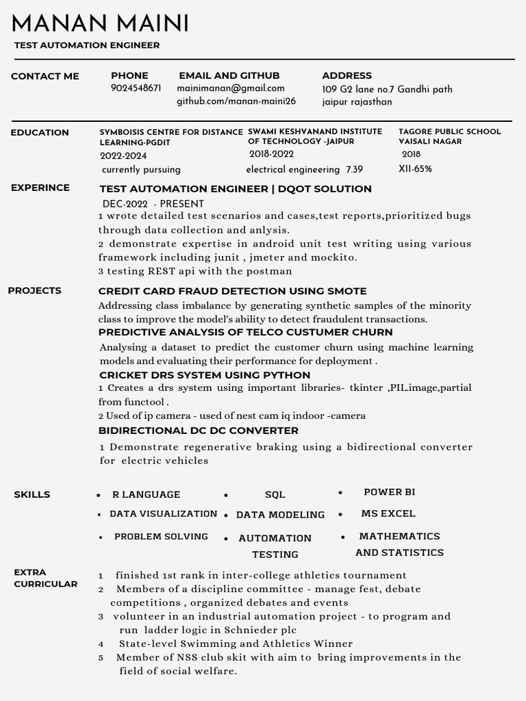 Manan Resume 2023 | PDF | Technology & Engineering