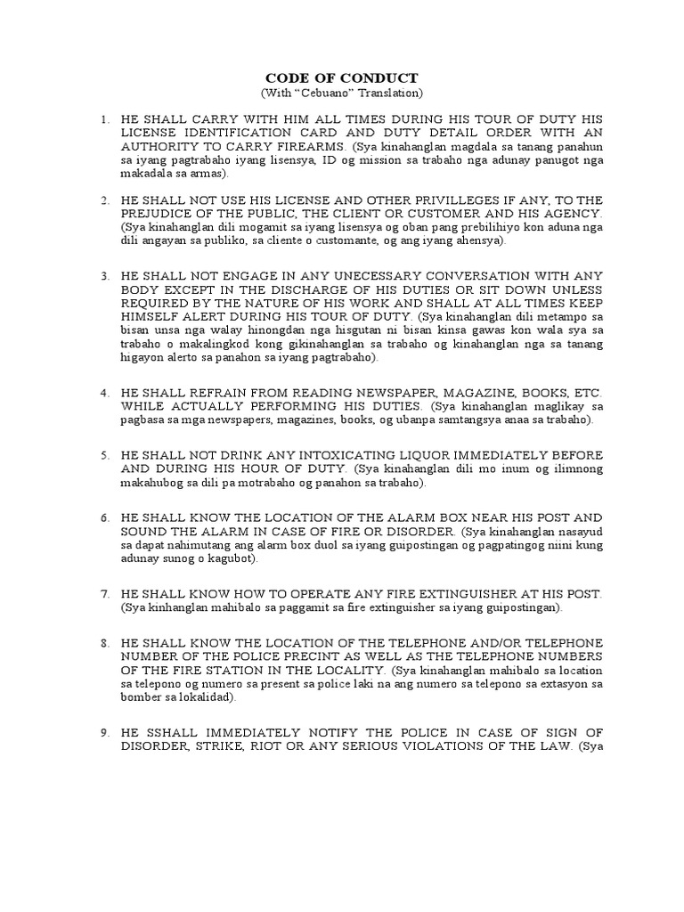Code of Conduct | PDF