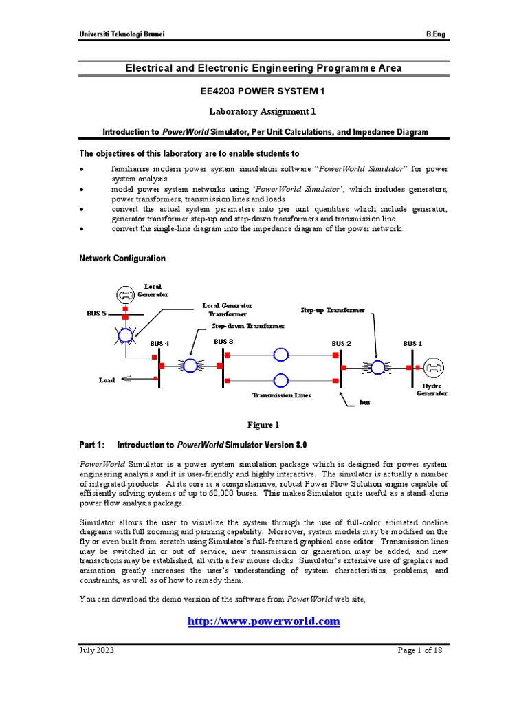 EE4203 POWER SYSTEM 1 Lab Assignment 1 - Introduction To PowerWorld Per Unit Calculation 2023 ...
