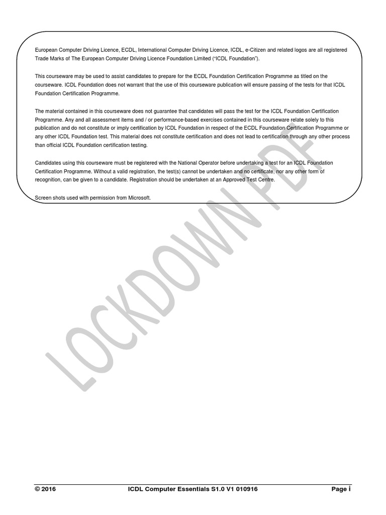ICDL Computer Essentials 1.0 W10 Lockdown PDF | PDF | Business | Computers