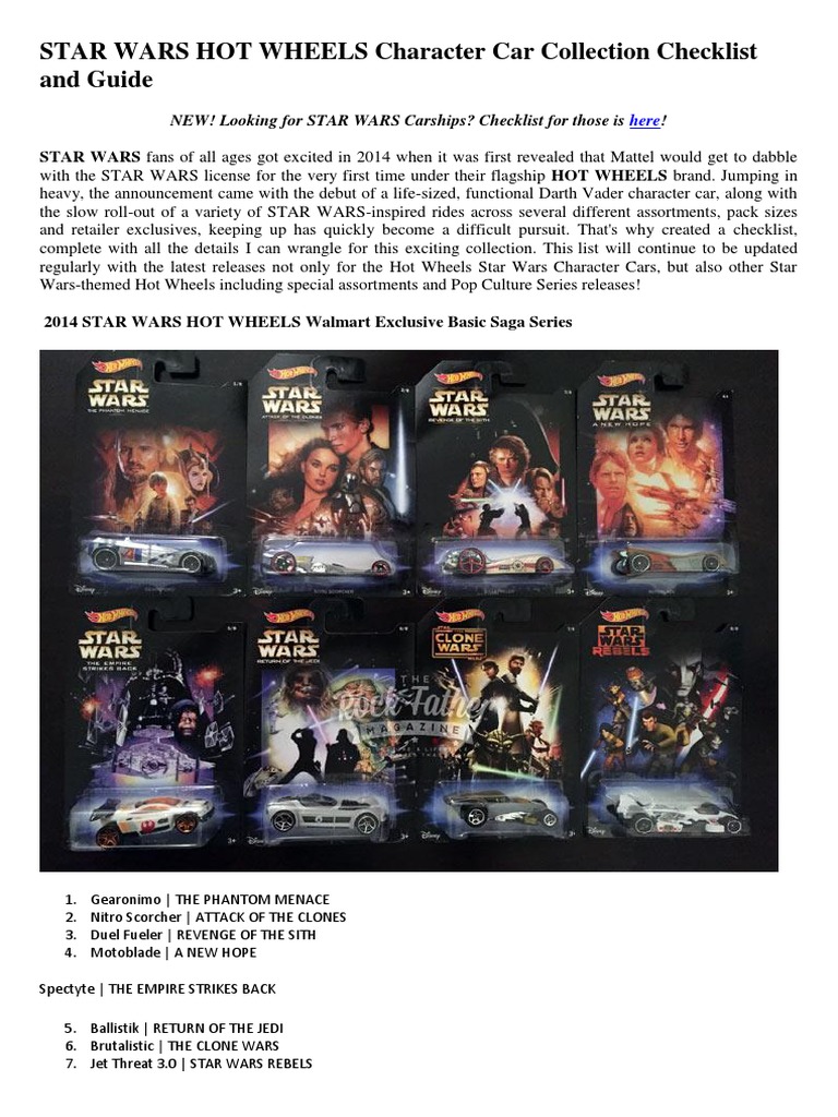 Coleção Star Wars Hot Wheels | PDF | History