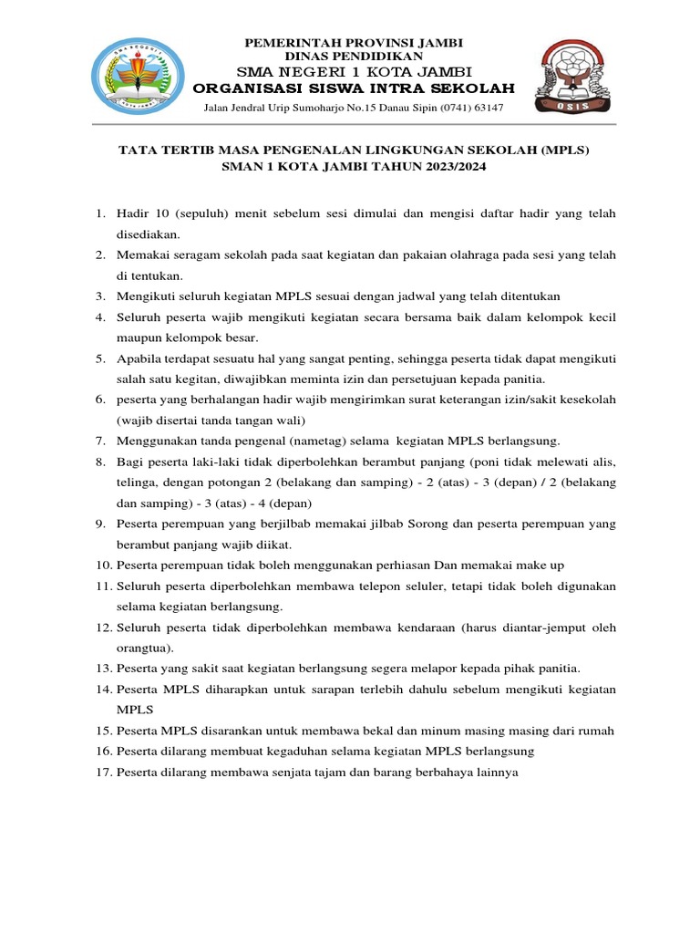 TATA TERTIB MPLS 2023-2024 | PDF