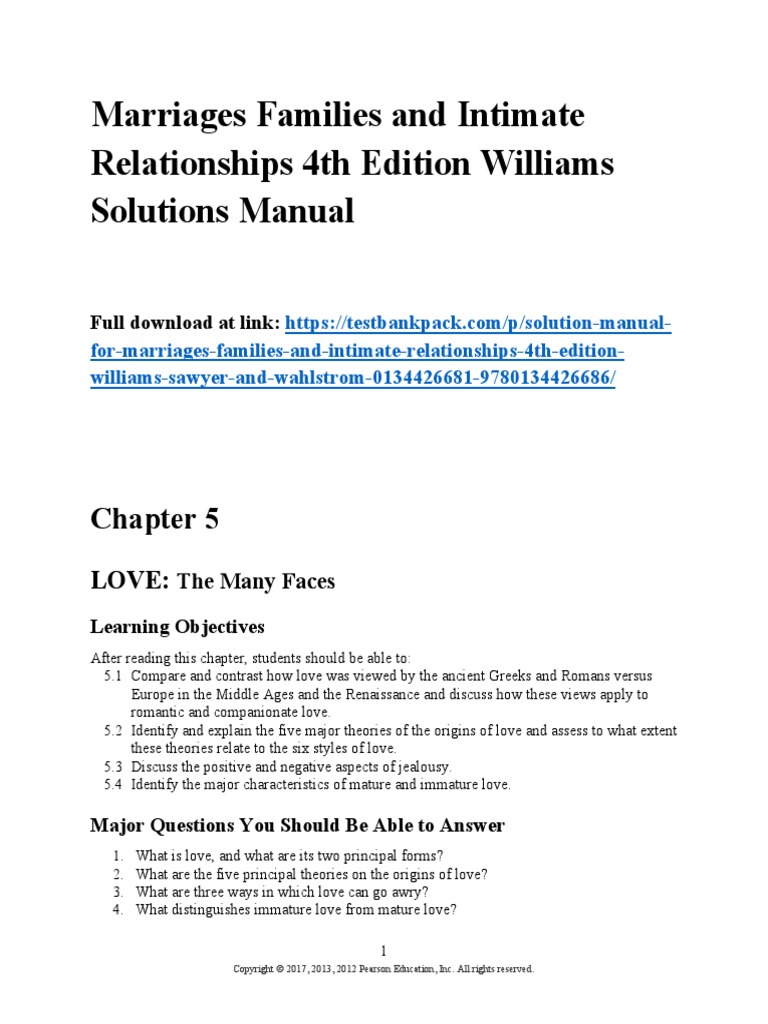 Marriages Families and Intimate Relationships 4th Edition Williams ...