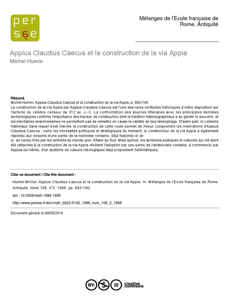 Appius Claudius Caecus et la via Appia | PDF | Europe antique | Rome ...