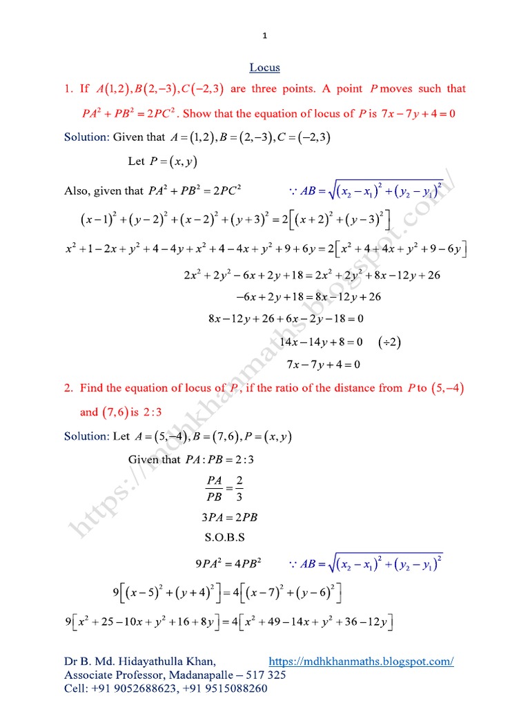 Locus 4 Mark Questions I B | PDF