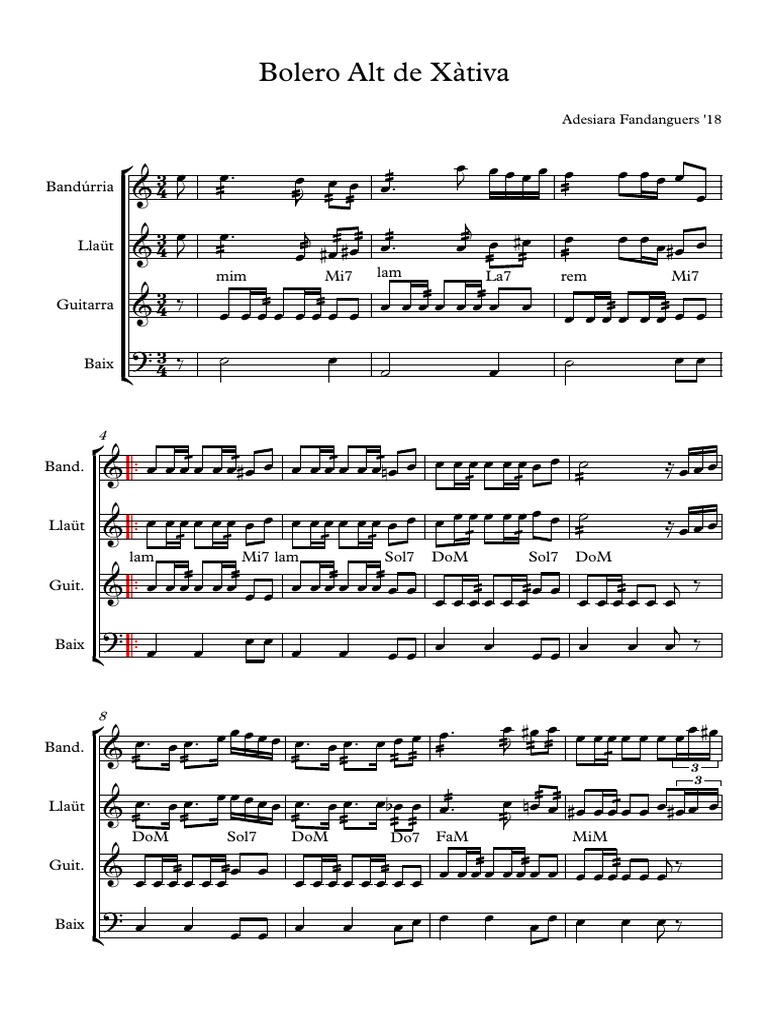 Bolero Alt de Xàtiva - Partitura Completa | PDF