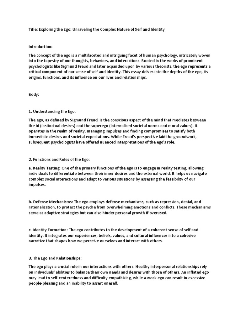 Understanding Ego & Self-Identity | PDF | Career & Growth | Self ...