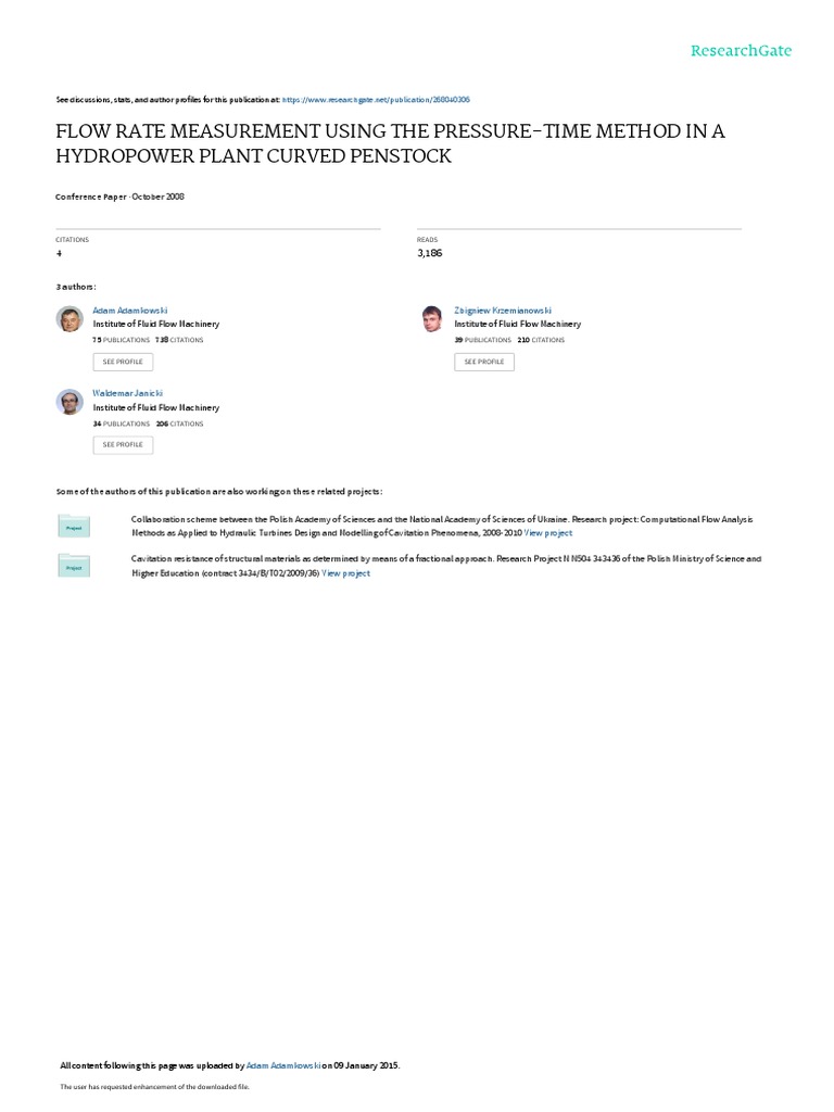 Flow Rate Measurement Using The Pressure-Time Meth | PDF | Fluid Dynamics | Flow Measurement