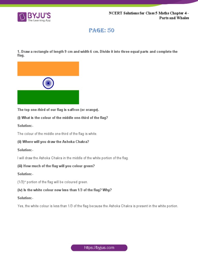 NCERT Solutions For Class 5 Maths 11 May Chapter 4 Parts and Wholes | PDF