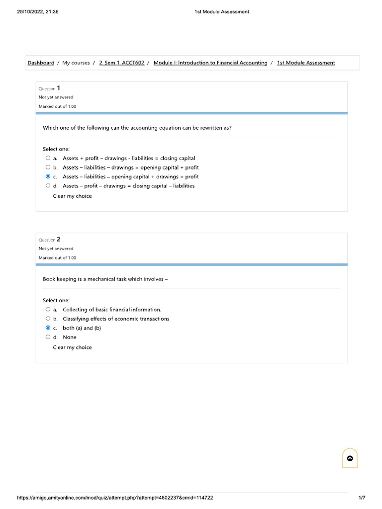 Accounting Module 1 Assessment | PDF