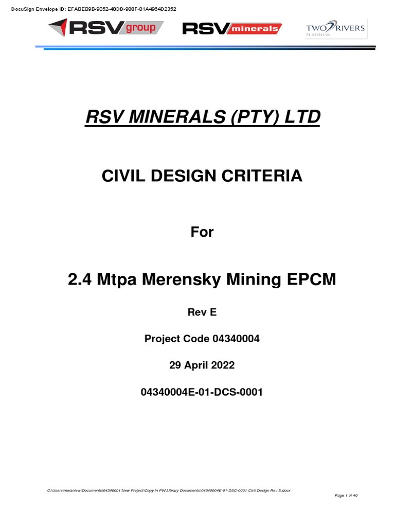 04340004E-01-DSC-0001 Civil Design Rev E | PDF | Road Surface | Road